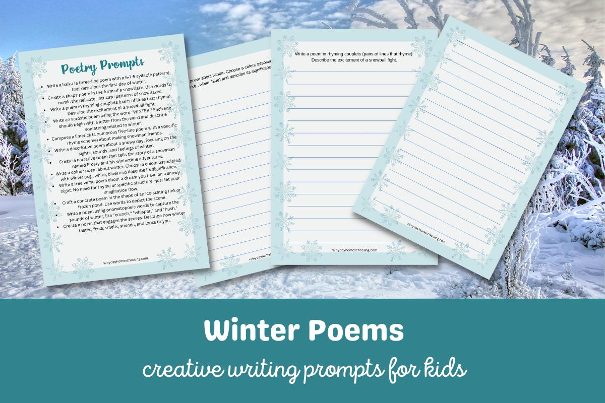 Winter Poetry Creative Writing Prompts for Kids